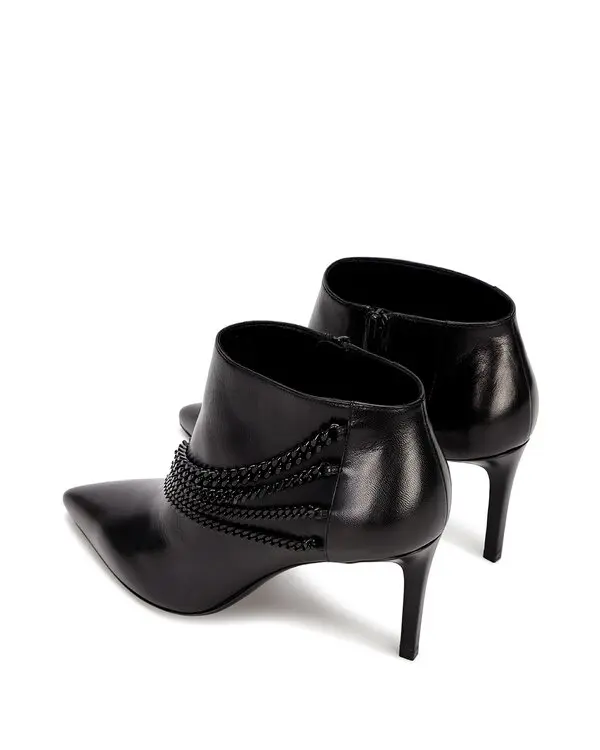 Saint Laurent Pointed High-heeled Ankle Boots With Chain Link Detailing