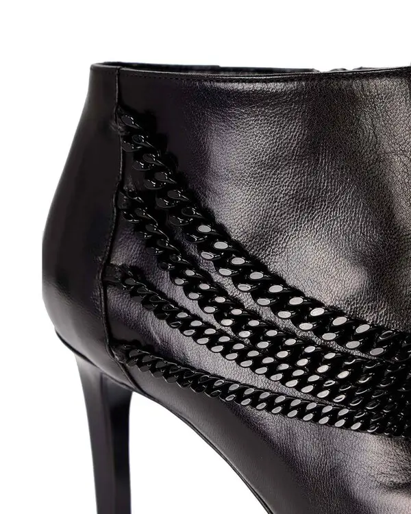 Saint Laurent Pointed High-heeled Ankle Boots With Chain Link Detailing
