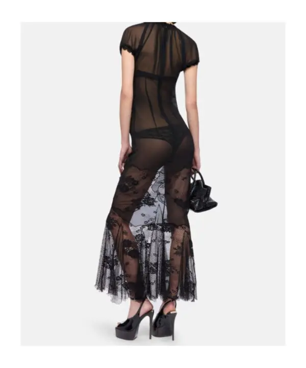 Attico Lace Midi Dress - Black