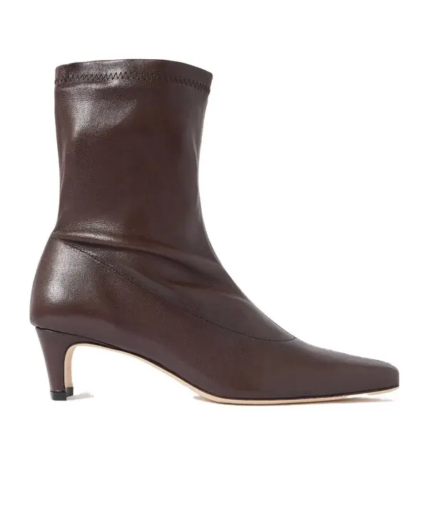 Staud Sock Leather Ankle Boots - Black
