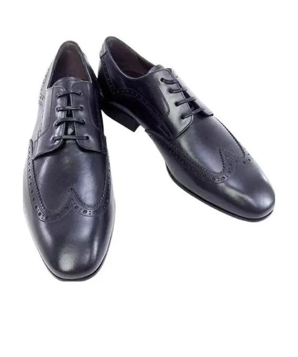 FERRAGAMO Leather Wing Tip Lace-up Derby Shoes