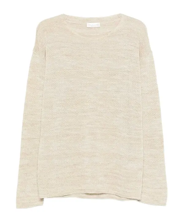 ROBERTO COLLINA Long Sleeve Knit Top With Round Neck - Nude