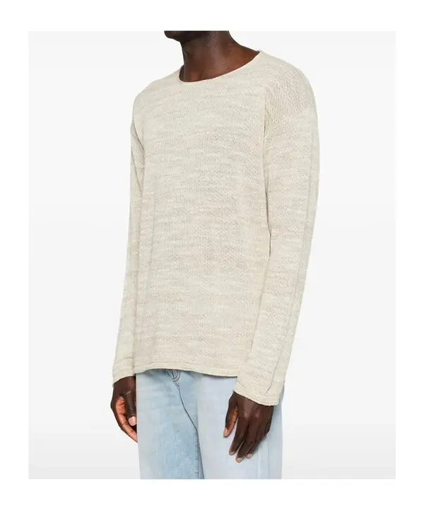 ROBERTO COLLINA Long Sleeve Knit Top With Round Neck - Nude