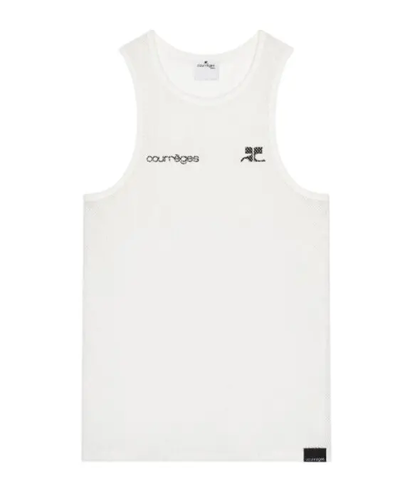 COURREGES Courrèges Printed Mesh Tank Top - Inheriting White
