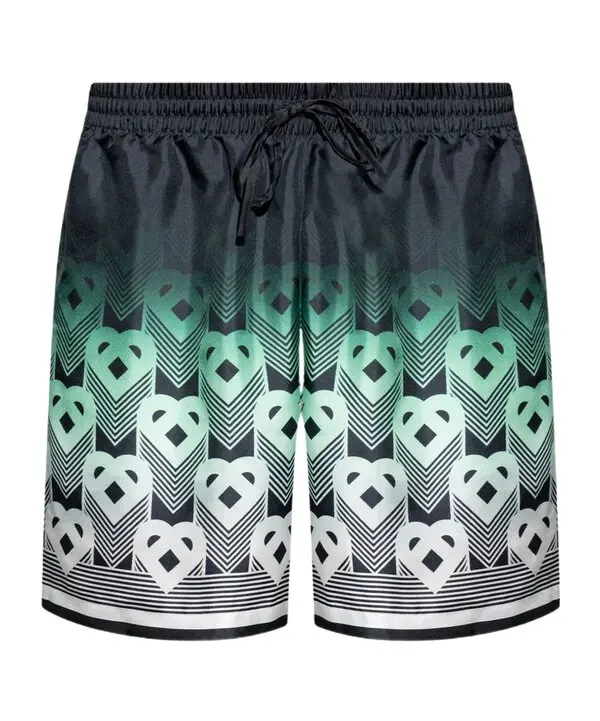 Casablanca Printed Elastic Waist Shorts - Black
