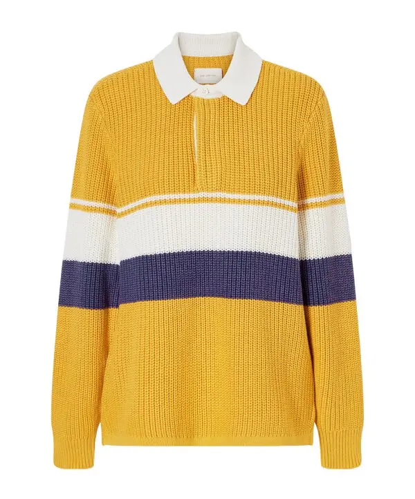 Aimé Leon Dore Striped Ribbed-knit Cotton Polo Shirt - Yellow