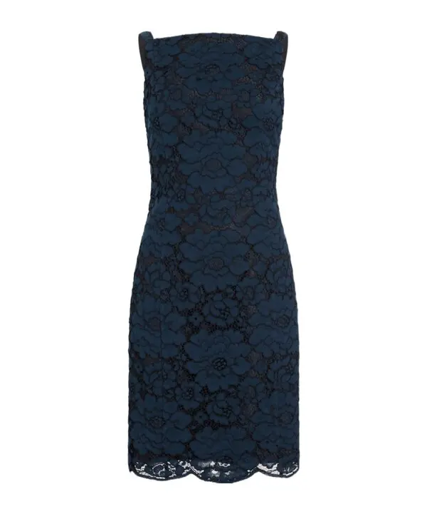 PATOU Floral Lace Mini Dress - Navy Blue