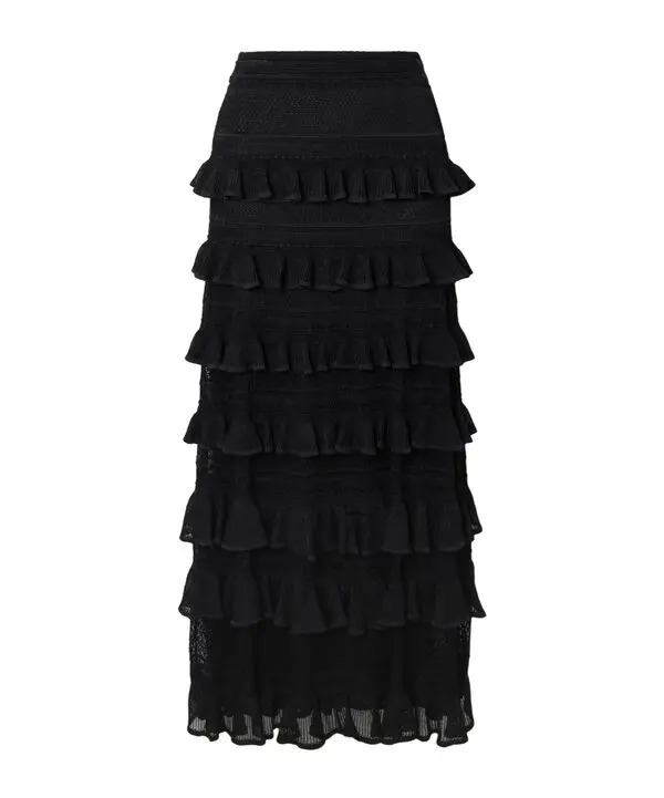 Zimmermann Luna Lace Frill Maxi Skirt - Black