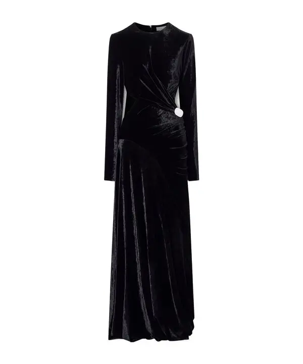 Rabanne Draped Velvet Maxi Dress