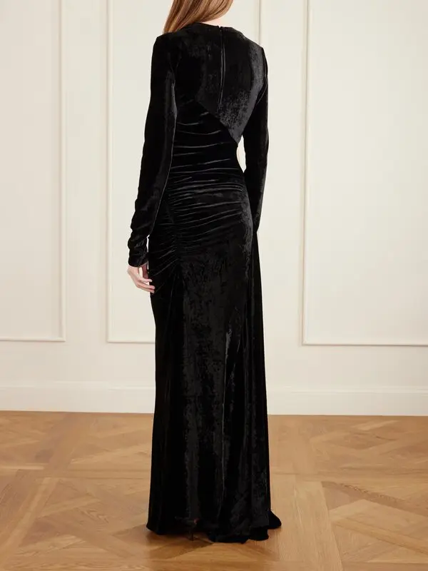 Rabanne Draped Velvet Maxi Dress
