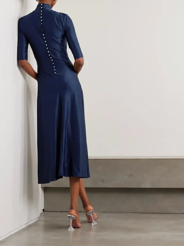 Rabanne Embellished High Neck Midi Dress