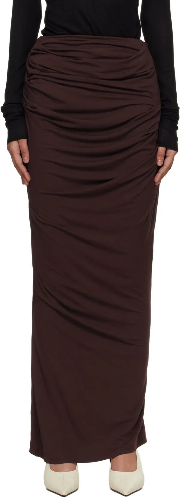 ENTIRE STUDIOS Drape Maxi Skirt - Tobacco