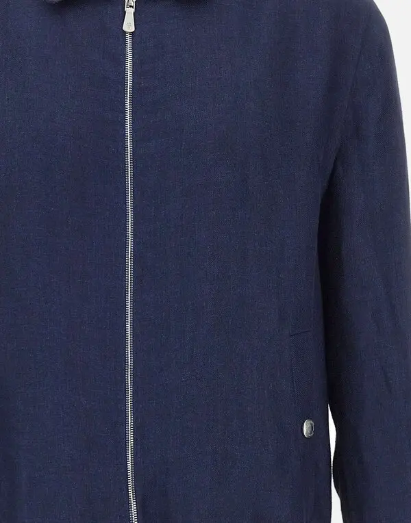 Eleventy Zip-up Collared Shirt Jacket - Blue