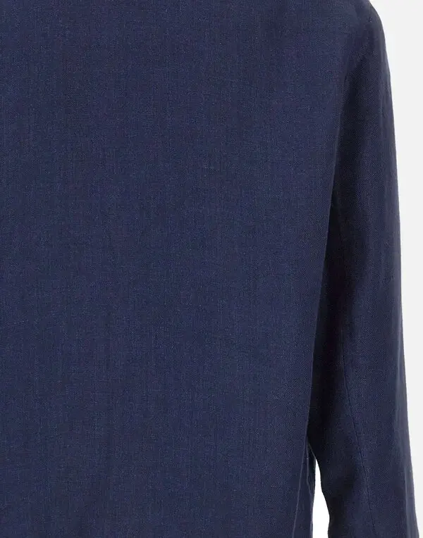 Eleventy Zip-up Collared Shirt Jacket - Blue