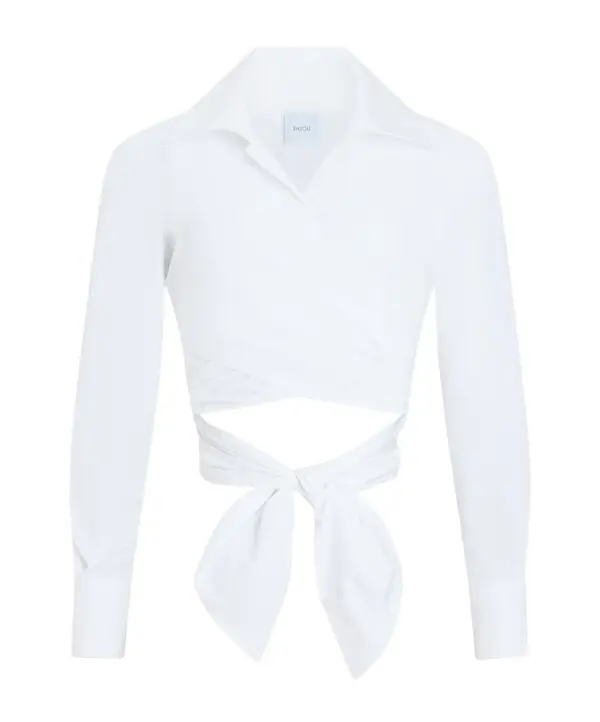 PATOU V-neck Tie-back Long-sleeve Top