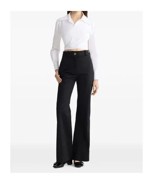 PATOU V-neck Tie-back Long-sleeve Top