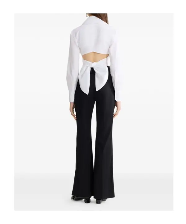 PATOU V-neck Tie-back Long-sleeve Top
