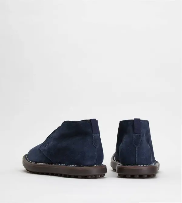 TOD'S Suede Lace-up Ankle Boots With Embossed Logo