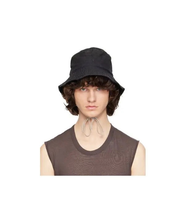 Rick Owens Wide Brim Denim Fisherman's Hat - Black