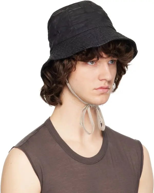Rick Owens Wide Brim Denim Fisherman's Hat - Black