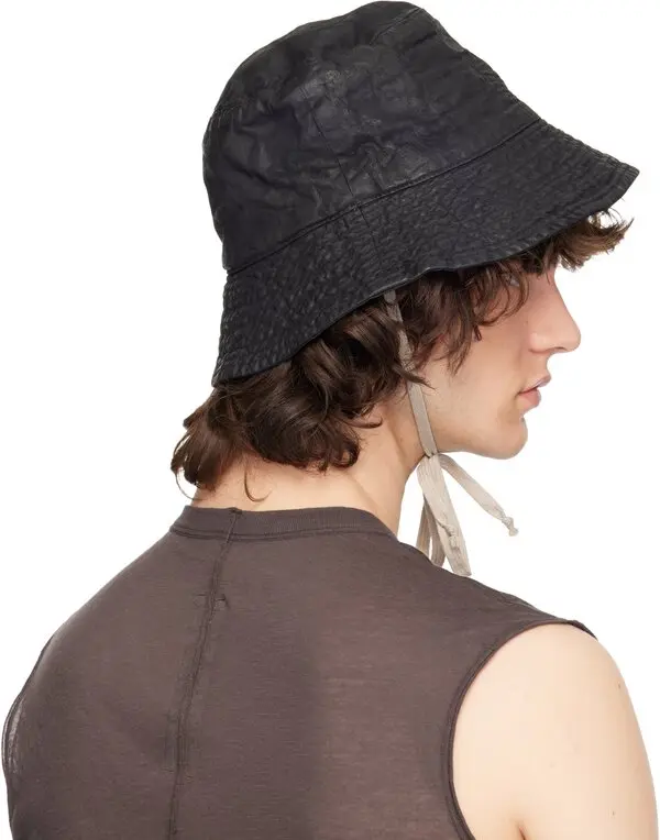 Rick Owens Wide Brim Denim Fisherman's Hat - Black