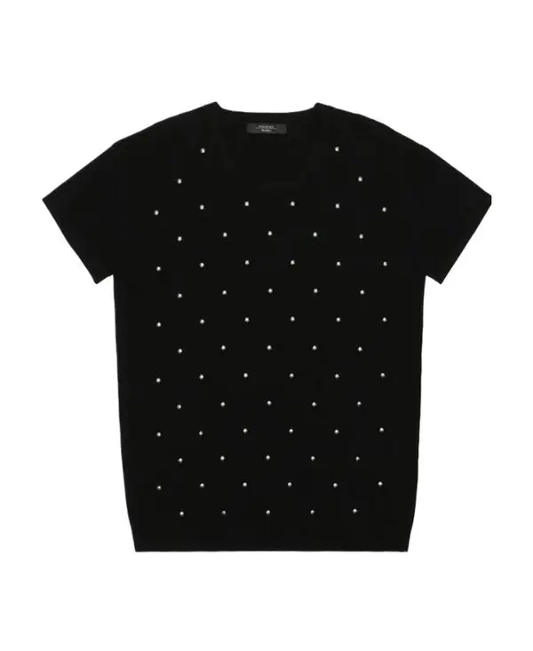 Max Mara Embellished Round Neck Short Sleeve Pullover - No
