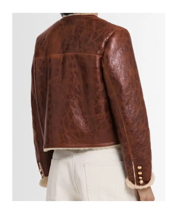NILI LOTAN Zanie Shearling Trimmed Leather Jacket