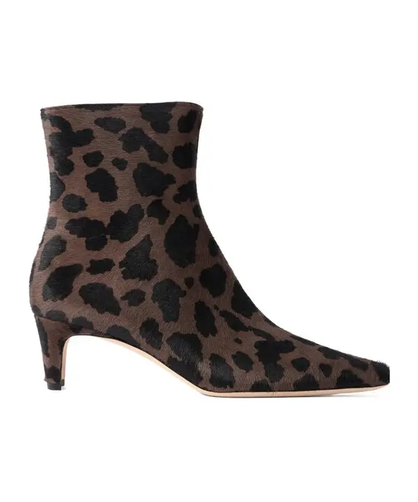 Staud Leopard-print Calf Hair Ankle Boots - Black