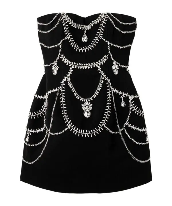 Simkhai Arta Strapless Crystal-embellished Cady Mini Dress - Black
