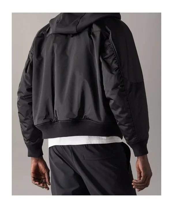 Moose Knuckles Long Sleeve Bomber Jacket With Hood - Black