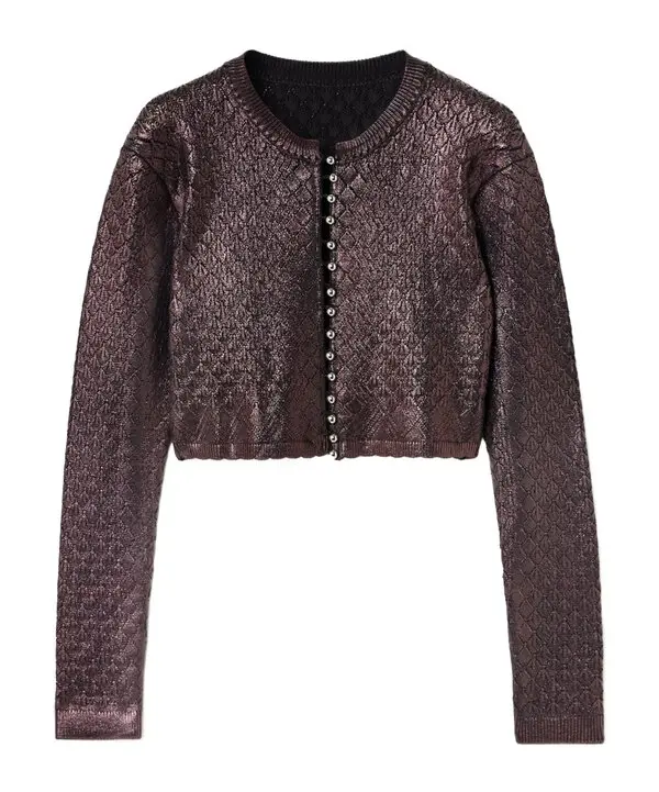 Rabanne Jacquard Knit Cardigan - Deep Purple