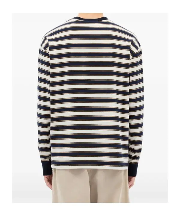 MSGM Long-sleeved Striped T-shirt - Off-white/blue