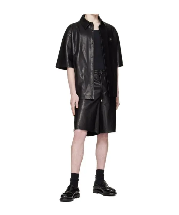 Amiri Ma Extra Large Drawstring Leather Shorts