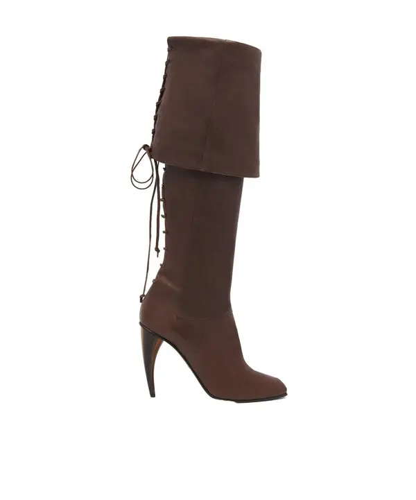 Alexander McQueen Horn Heel Knee-high Boots - Brown