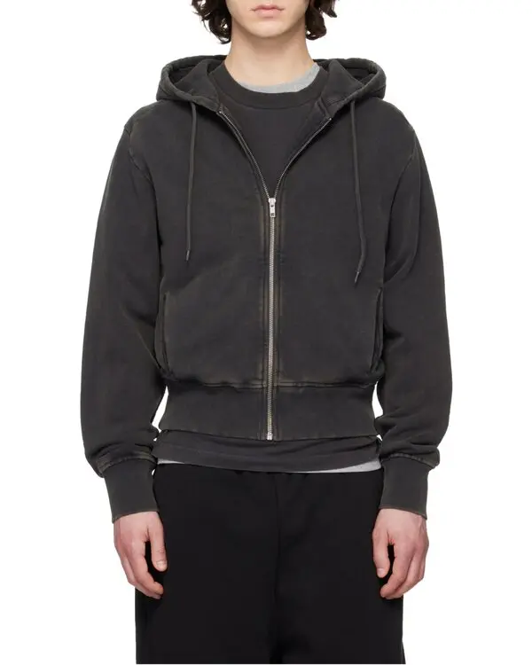 ENTIRE STUDIOS Slim Zip-up Hoodie - Washed Black