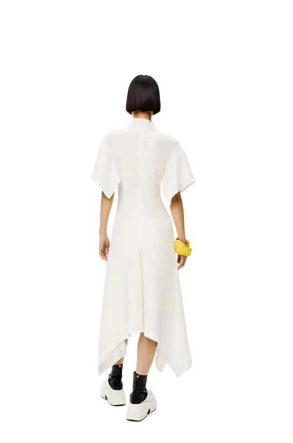 Loewe Silk Dress With High Collar And Asymmetrical Hem