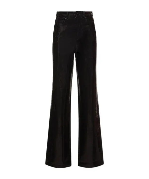 ROTATE BY BIRGER CHRISTENSEN Foil-faced Straight-leg Casual Pants - Black