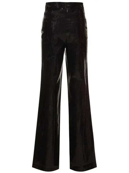 ROTATE BY BIRGER CHRISTENSEN Foil-faced Straight-leg Casual Pants