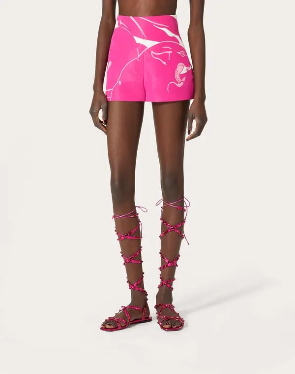 Valentino Garavani High Waist Graphic Print Shorts