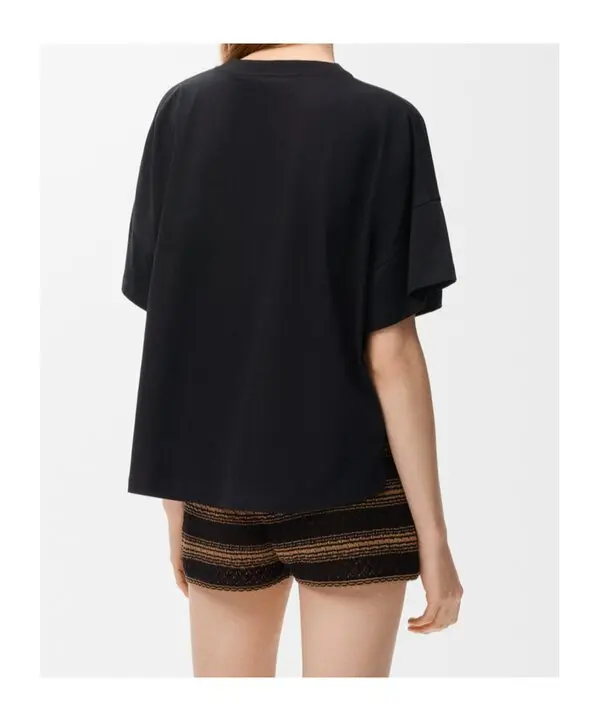 Loewe Anagram Crochet Embroidered Crewneck T-shirt - Black