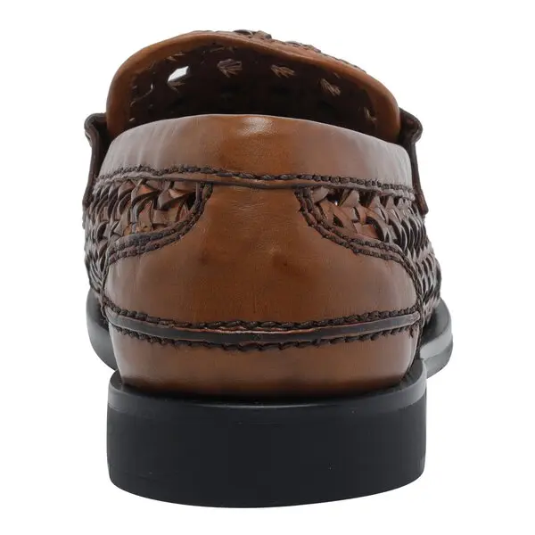 Miu Miu Woven Round Toe Loafers - Cognac