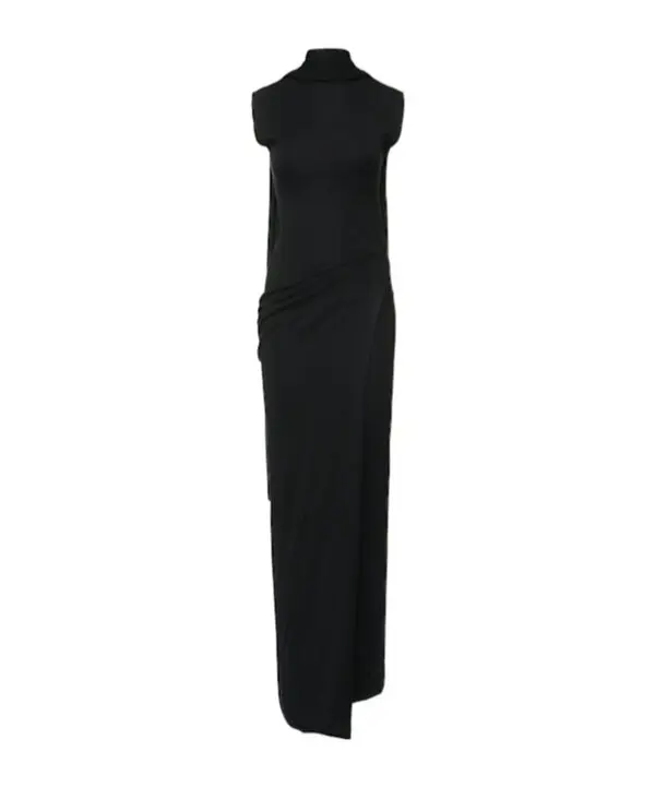 AYA MUSE Sleeveless Silk Viscose Maxi Dress With Side Slits - Black