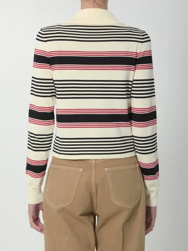 Celine Striped Cotton Polo Shirt With Triumphal Embroidery