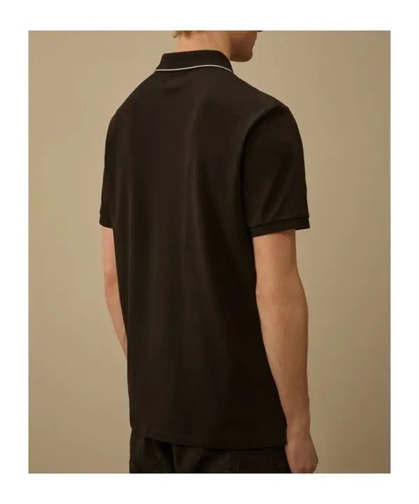 C.P. COMPANY Tipped Collar Logo Polo Shirt - Black