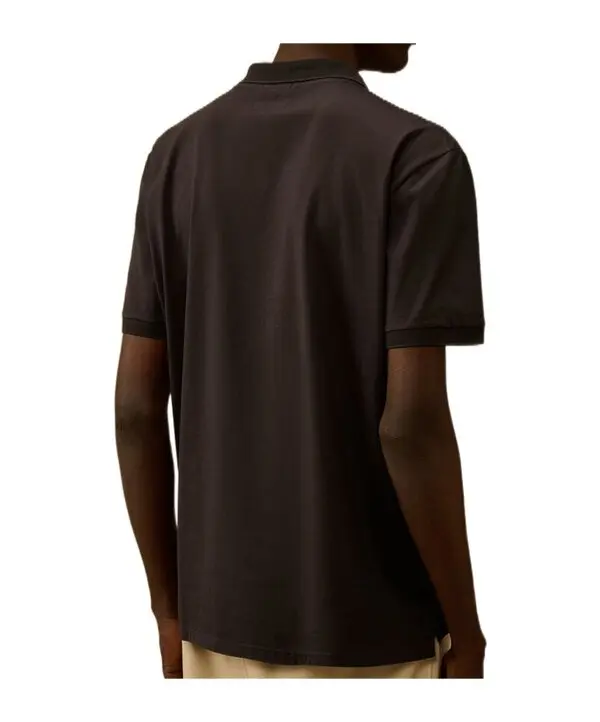 C.P. COMPANY Logo Patch Short Sleeve Polo Shirt - Black