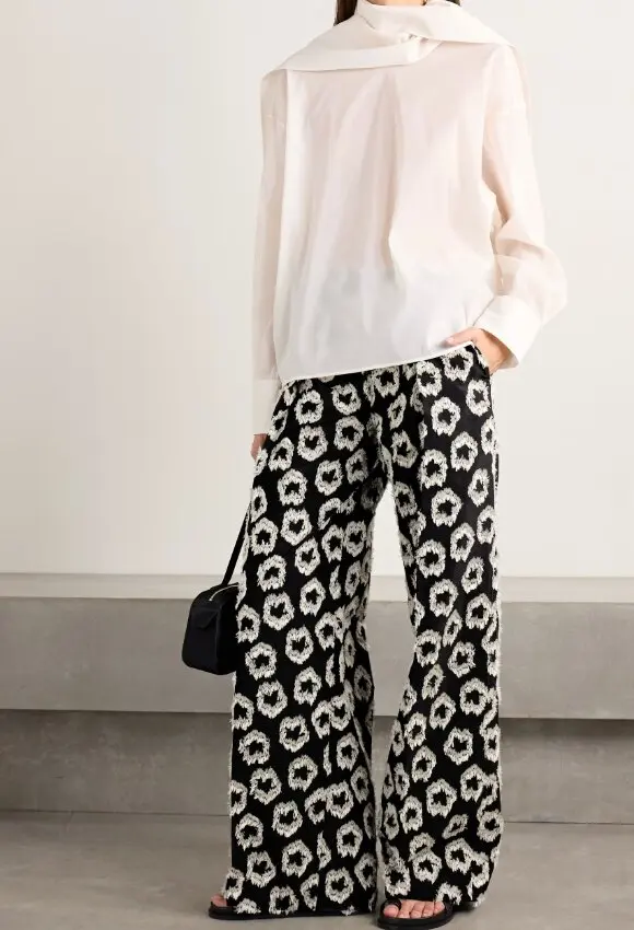Ulla Johnson Cai Trousers Abstract Fil Coup Dot Pattern Wide Leg