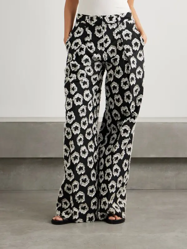 Ulla Johnson Cai Trousers Abstract Fil Coup Dot Pattern Wide Leg