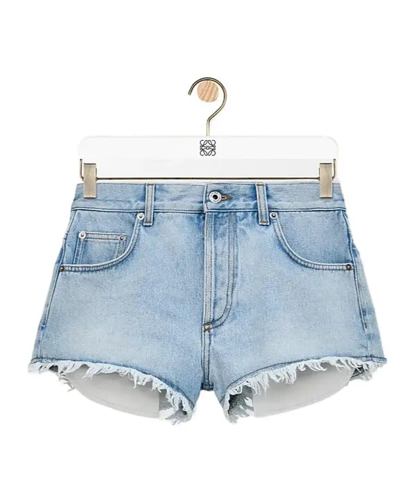 Loewe Frayed Hem Denim Shorts - Washed Blue