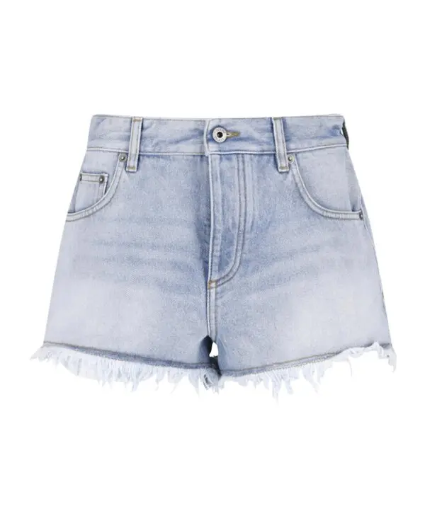 Loewe Frayed Hem Denim Shorts - Washed Blue