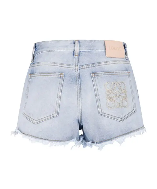 Loewe Frayed Hem Denim Shorts